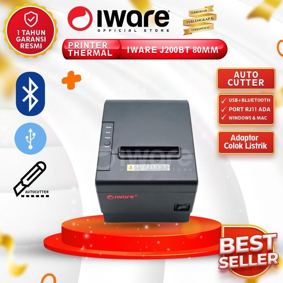 Jual Iware Printer Kasir Thermal IW-J200BT 80mm Usb+Bluetooth RJ11 ...