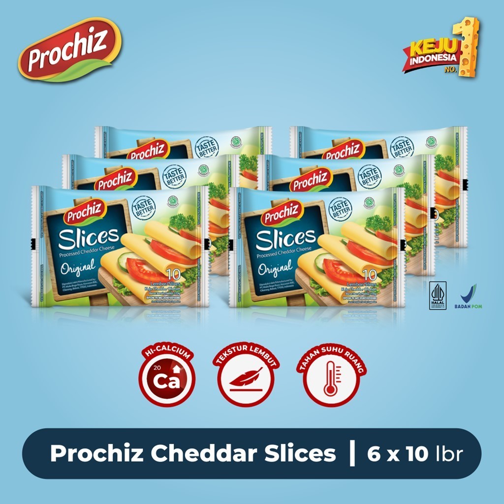 Jual Keju PROCHIZ Cheddar Slice 10's x 6 | Shopee Indonesia