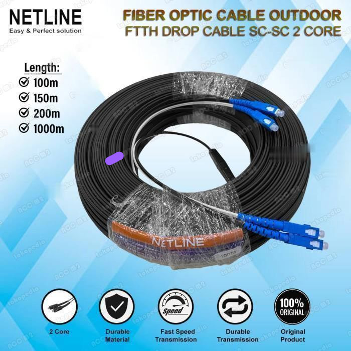 Jual NETLINE Kabel Precon FO Fiber Optic 2 Core SC UPC Outdoor 50, 75 ...
