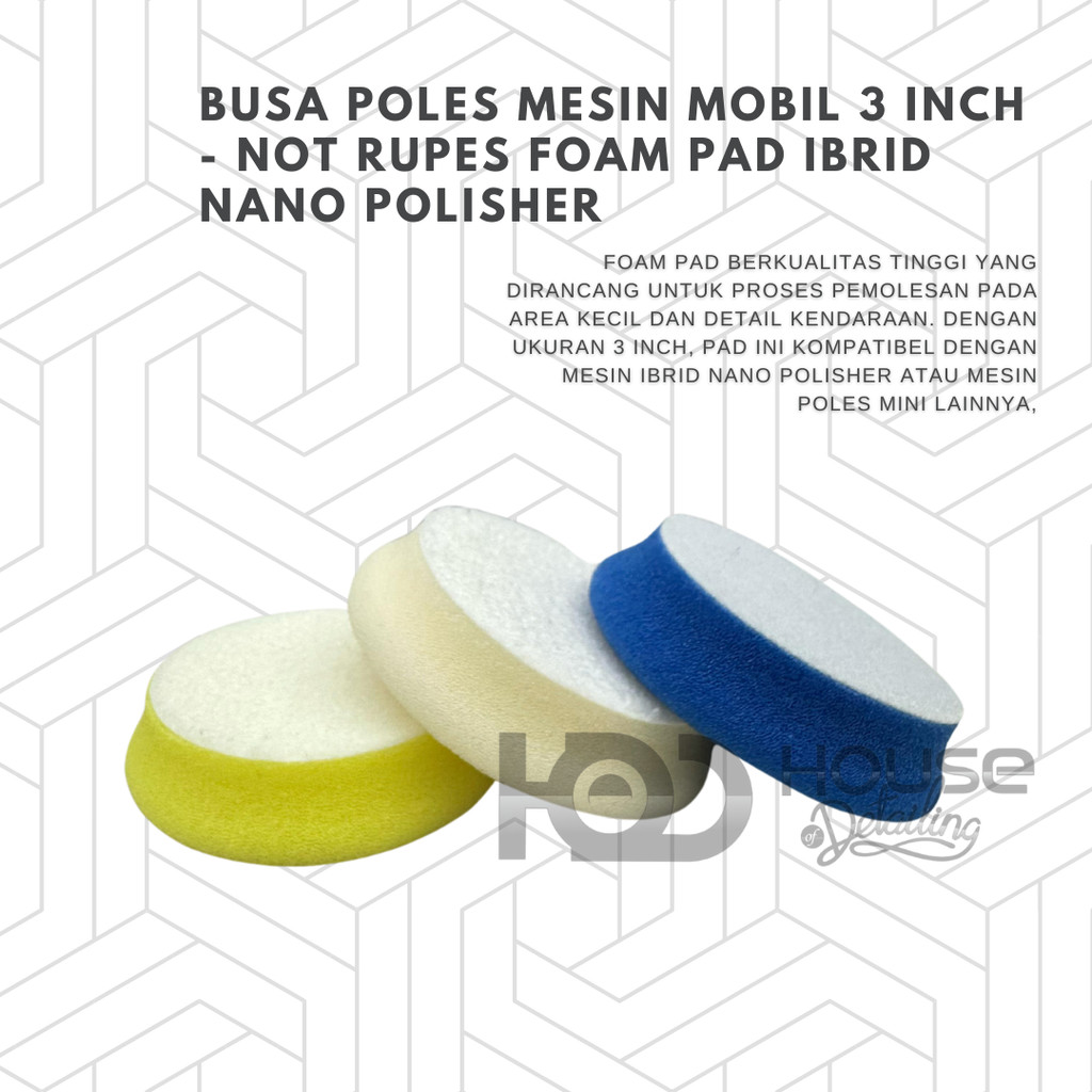 Jual Busa Mesin Poles Mobil 3 inch - not RUPES Foam Pad Spot Polisher ...