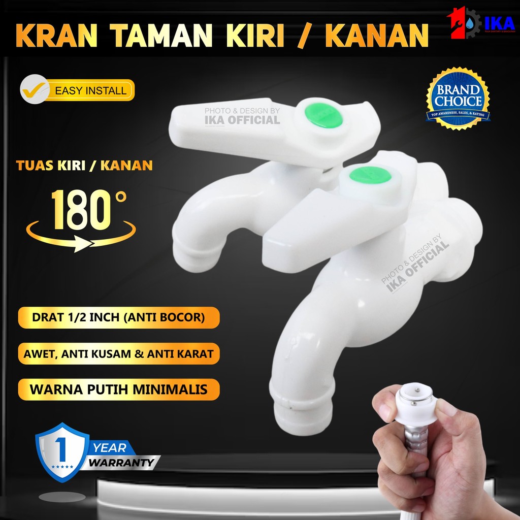 Jual Keran / Kran Air PVC Putih Tembok Tuas Kiri Kanan Drat ½ inch ...