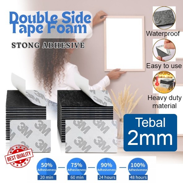 Jual Double Tape Foam 3m Lembaran Besar Super Kuat Tebal 2mm Hitam ...