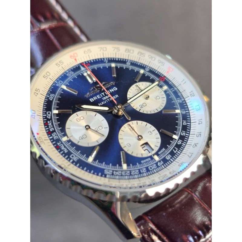 Jual Breitling Navitimer 140 Years B01 Brown Aligator Strap Blue Dial ...