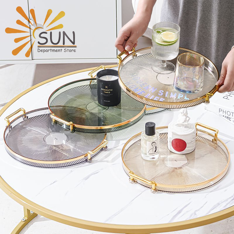 Jual Tray Bulat Transparan Mewah, Baki Multifungsi untuk Makanan Ringan ...