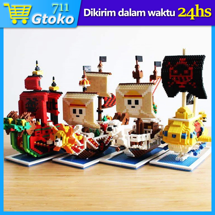 Jual Mainan Anak 3D Puzzle Nano Block Brick Kapal One Piece Going Merry ...