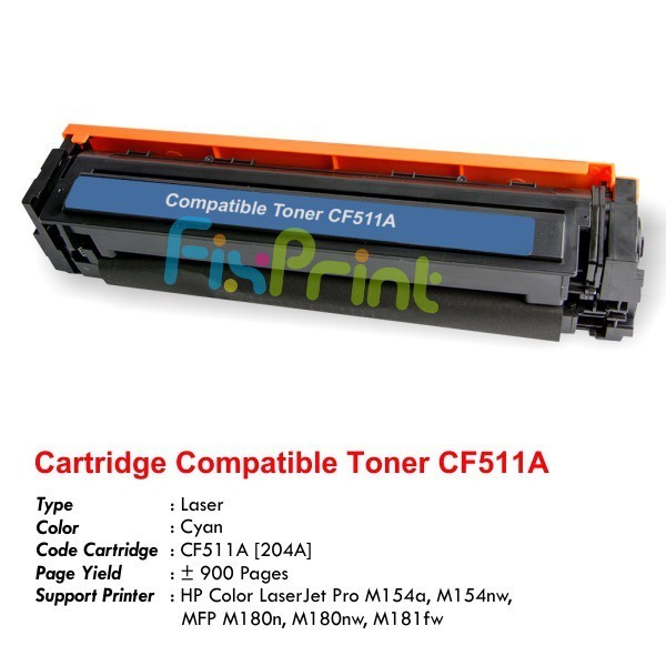 Jual Cartridge Toner Compatible HP CF511A 204A Cyan Printer HP Color ...