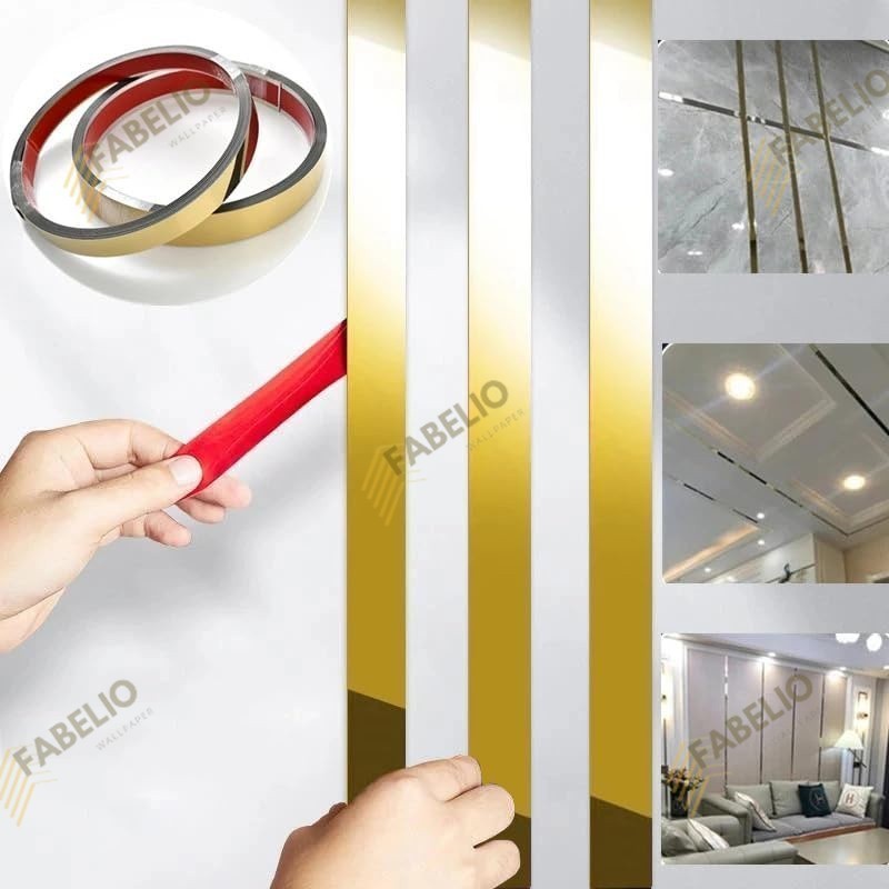 Jual List Plat Strip Gold Mirror Sticker / List Strip emas rata cermin ...
