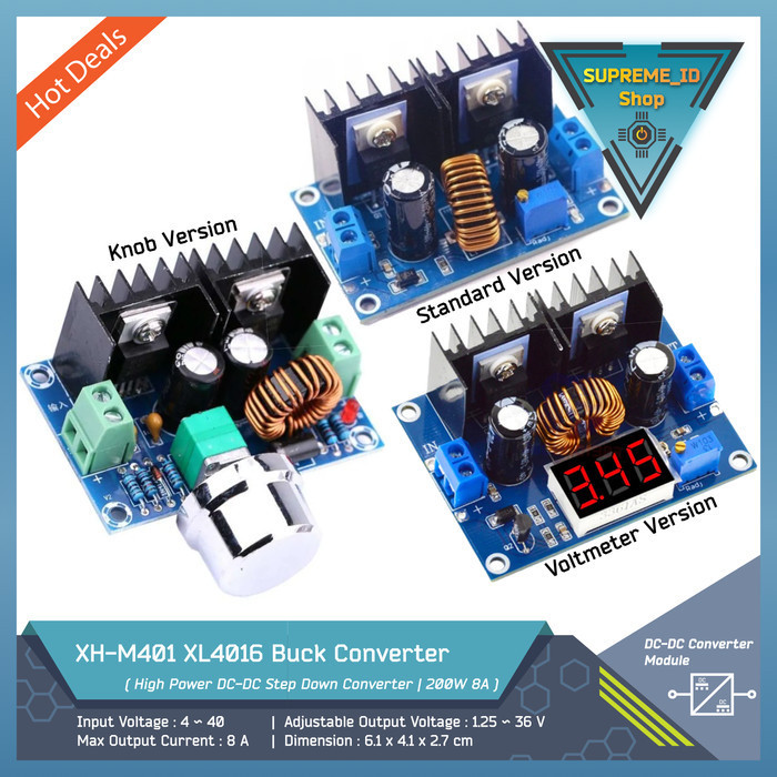 Jual XH-M401 XL4016 DC Step Down Voltage Regulator Buck Converter | 8A 200W | Shopee Indonesia