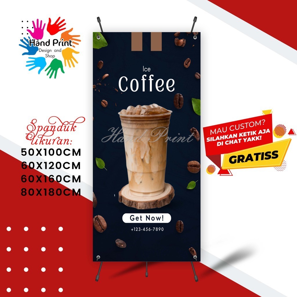 Jual Cetak Spanduk Banner Jualan Es Kopi Susu Iced Coffee A MMT Spanduk ...