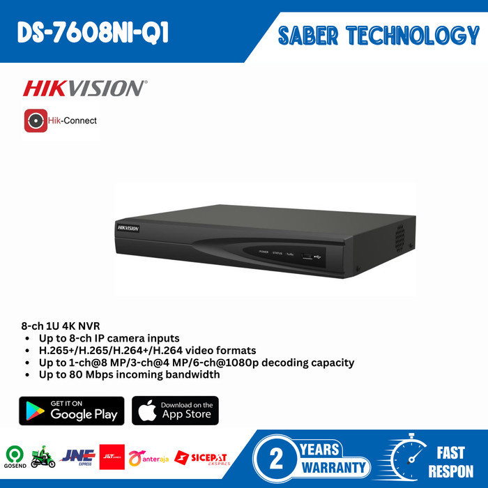 Jual NVR 8 CHANNEL NVR HIKVISION 8 CH DS-7608NI-Q1 | Shopee Indonesia