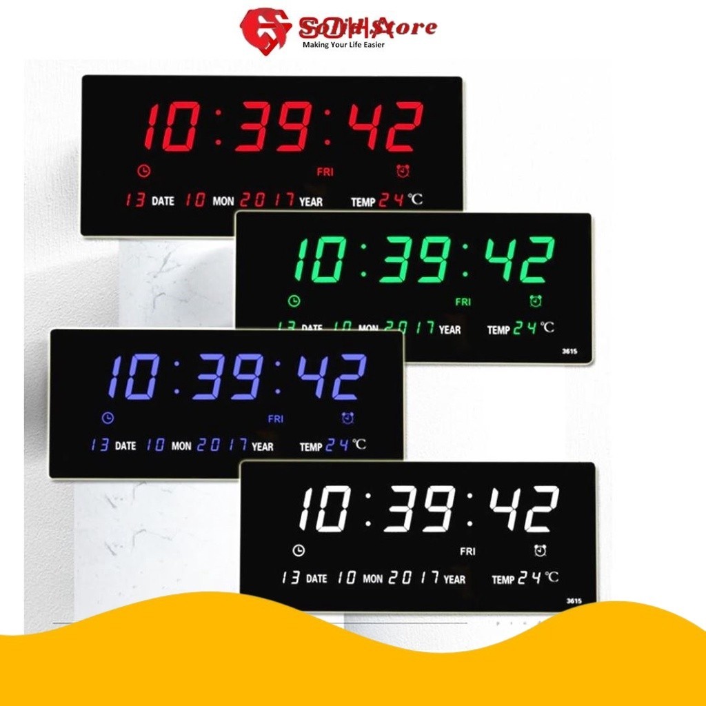 Jual Jam Digital LED Clock Dinding / Meja Fitur Kalender JD- 3615 Jam ...