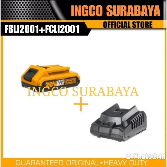 Jual INGCO FBLI2001 + FCLI2001 PAKET FAST CHARHER DAN BATERAI BATERRY ...