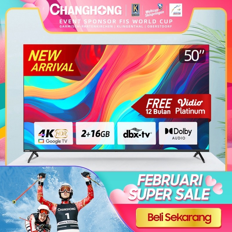 Jual Google TV Changhong 50 inch Smart TV 4K UHD-HDR10+DBX Dolby Audio Google Assistant Netflix ...