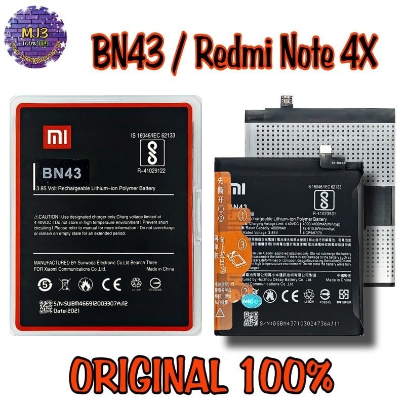 Jual Baterai XIAOMI ORIGINAL BN43 REDMI NOTE 4X battery batre | Shopee ...