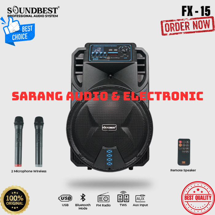 Jual Speaker Portable SOUNDBEST FX 15 Original 15 Inch FX15 USB Bluetooth | Shopee Indonesia