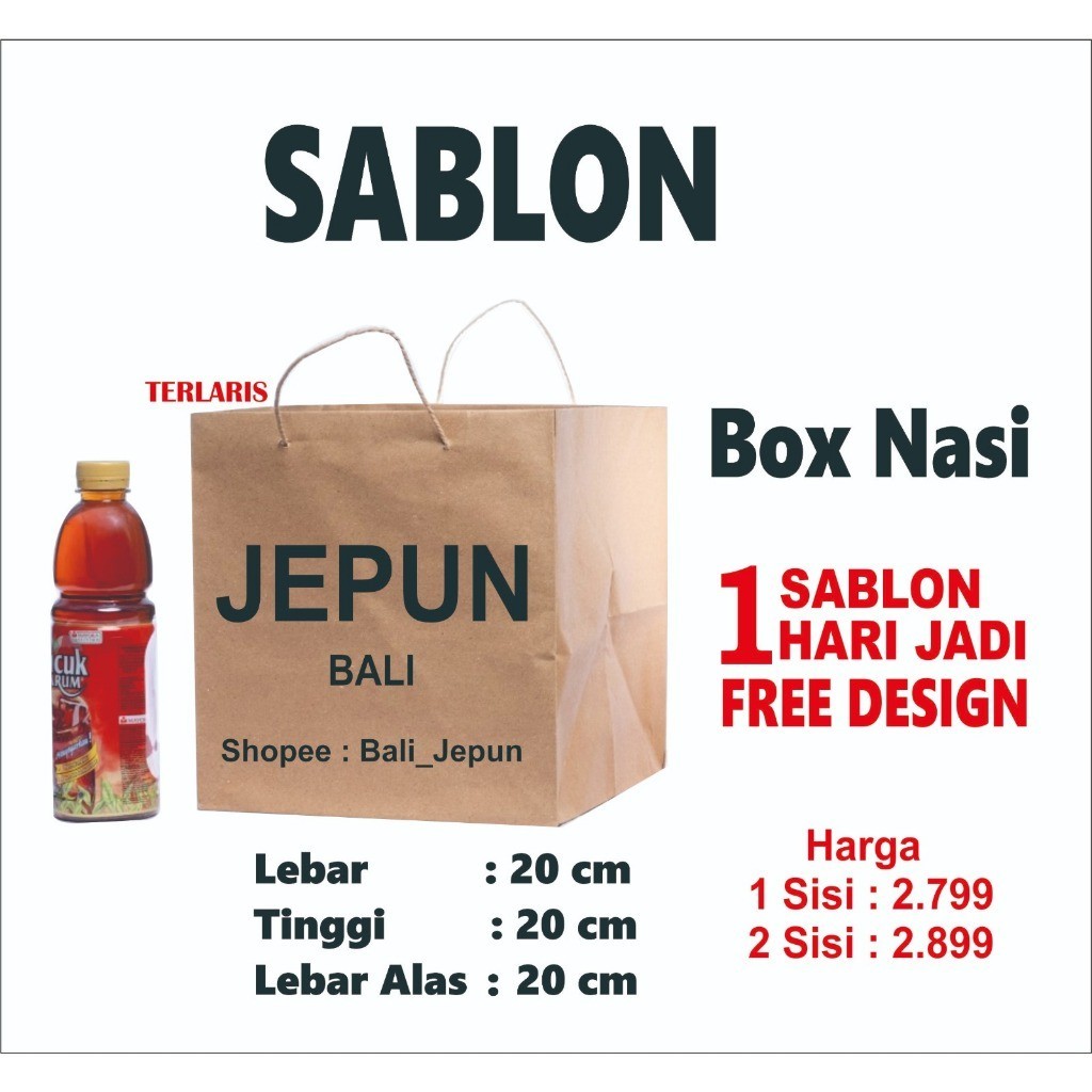 Jual PAPER BAG CUSTOM BOX NASI 50 / PAPERBAG CUSTOM SABLON BOX NASI ...