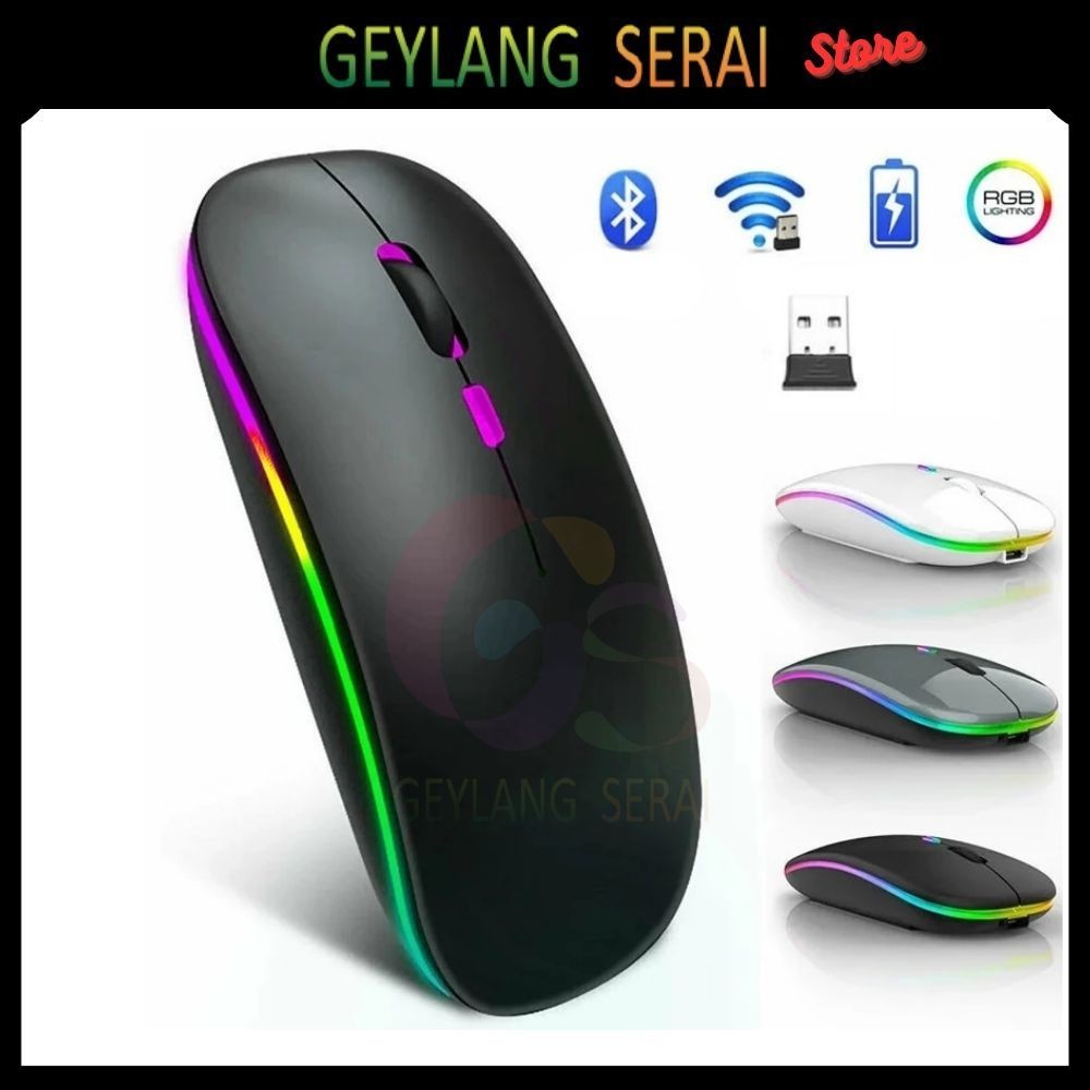Jual Wireless Mouse Bluetooth RGB Rechargeable Mouses Wireless Computer ...
