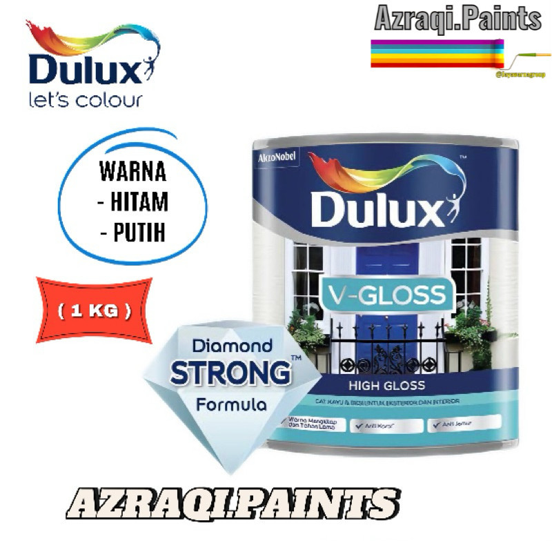 Jual CAT MINYAK DULUX V - GLOSS ( 1 KG ) HITAM DAN PUTIH | Shopee Indonesia