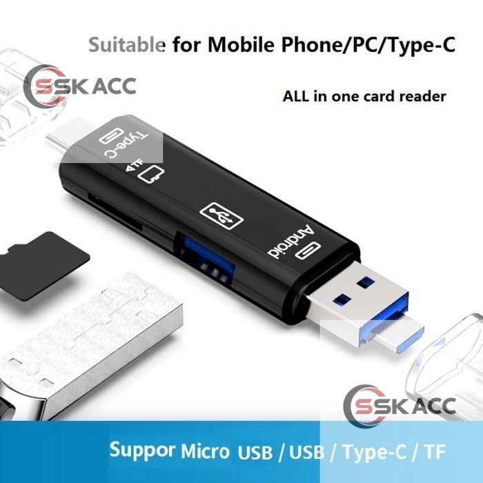Jual 3 in 1 OTG Smart Card Reader - Micro USB / Type C Otg USB-C TF ...
