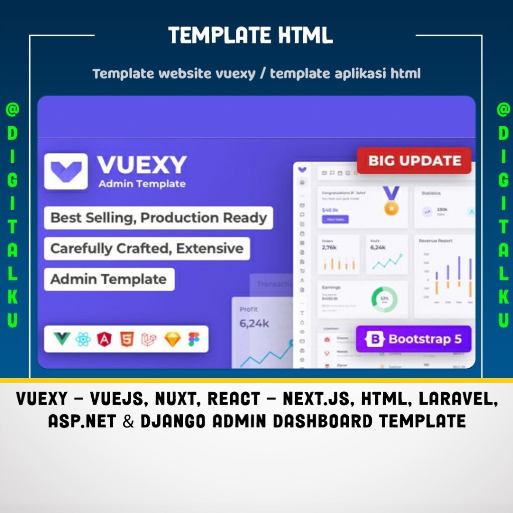 Jual Template Website Vuexy Template Aplikasi Html Vuexy Vuejs Nuxt React Nextjs Html