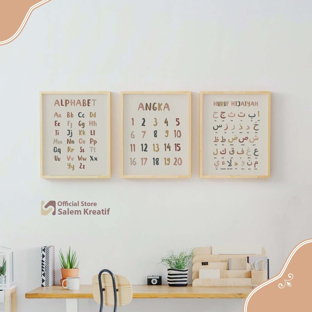 Jual Bingkai Poster A4 Dekorasi Poster Edukasi Alphabet Angka Huruf ...