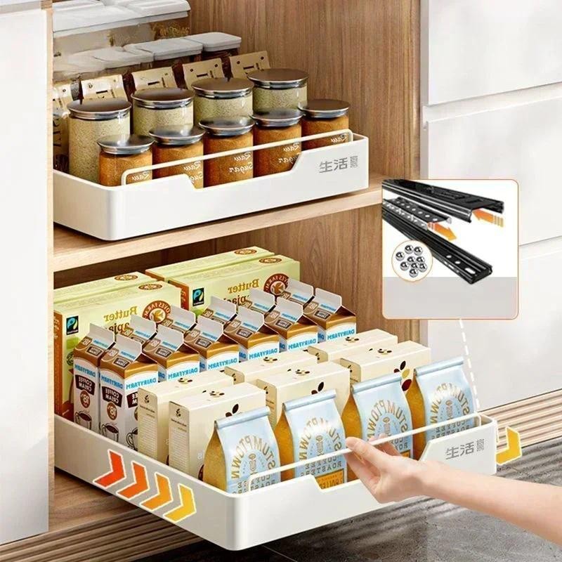 Jual Kitchen Storage Rack with Slide Rails Pull-out Kitchen Drawer Type ...
