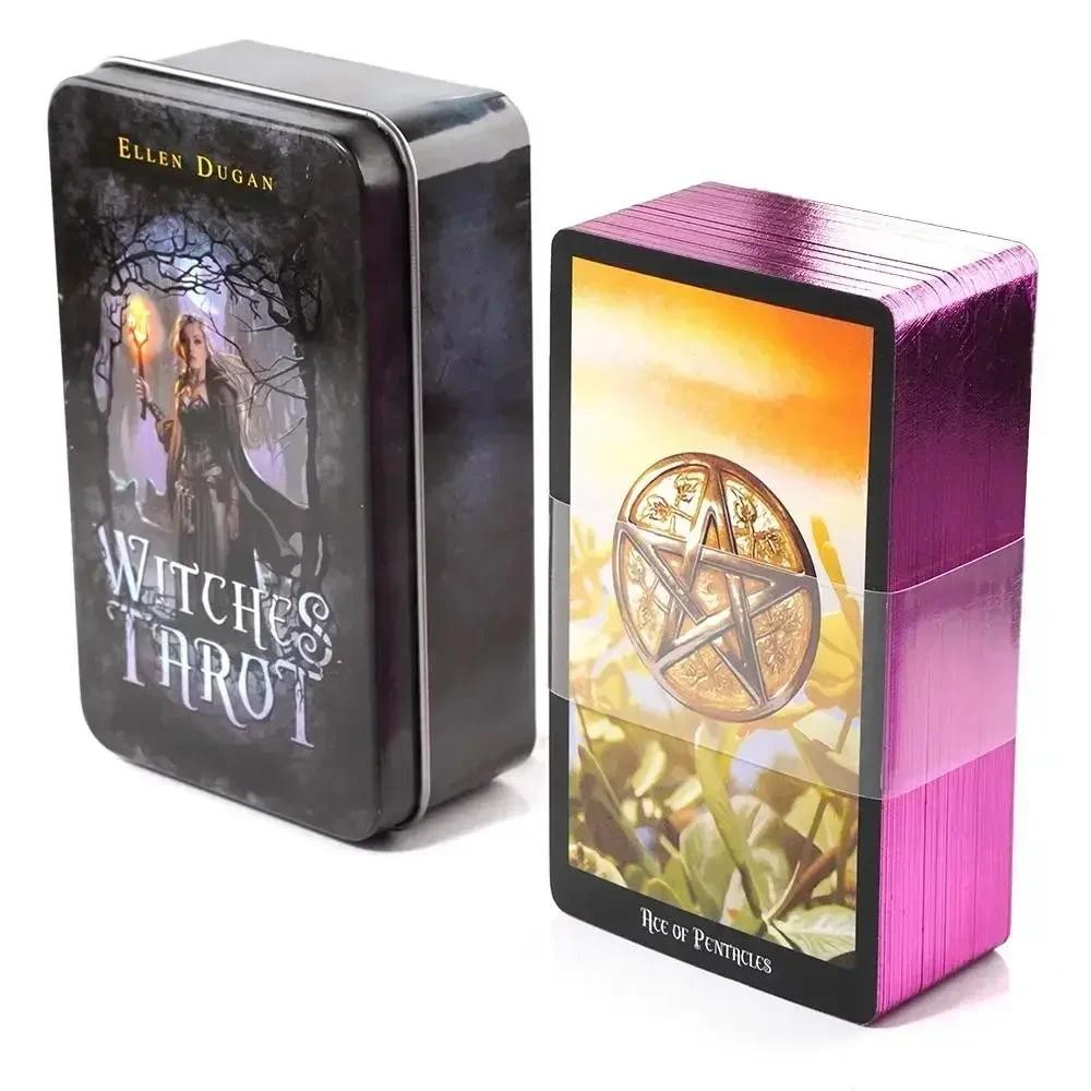 Jual 10.3*6cm Witches Tarot In A Tin Metal Box Tarot Deck with PDF Guide Book Divination Fate ...