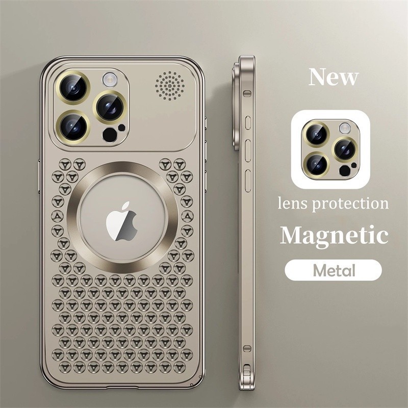 Jual New Case Magnetic Metal Heat Dissipation Hollow Phone Casing for ...
