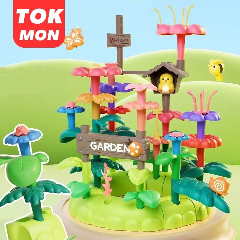 Jual SW244 Tokmon Mainan Bunga-bunga Blok Kebun Set DIY Mainan Brick ...