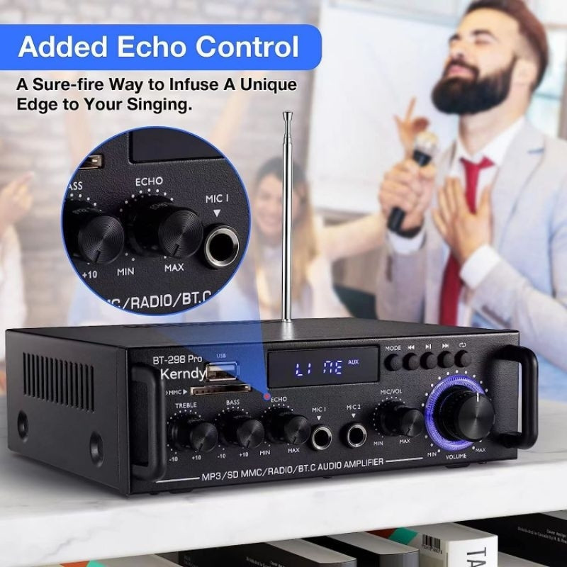 Jual SMART (Model 2024)Amplifier KERNDY BT-298 PRO ECHO Bluetooth EQ ...