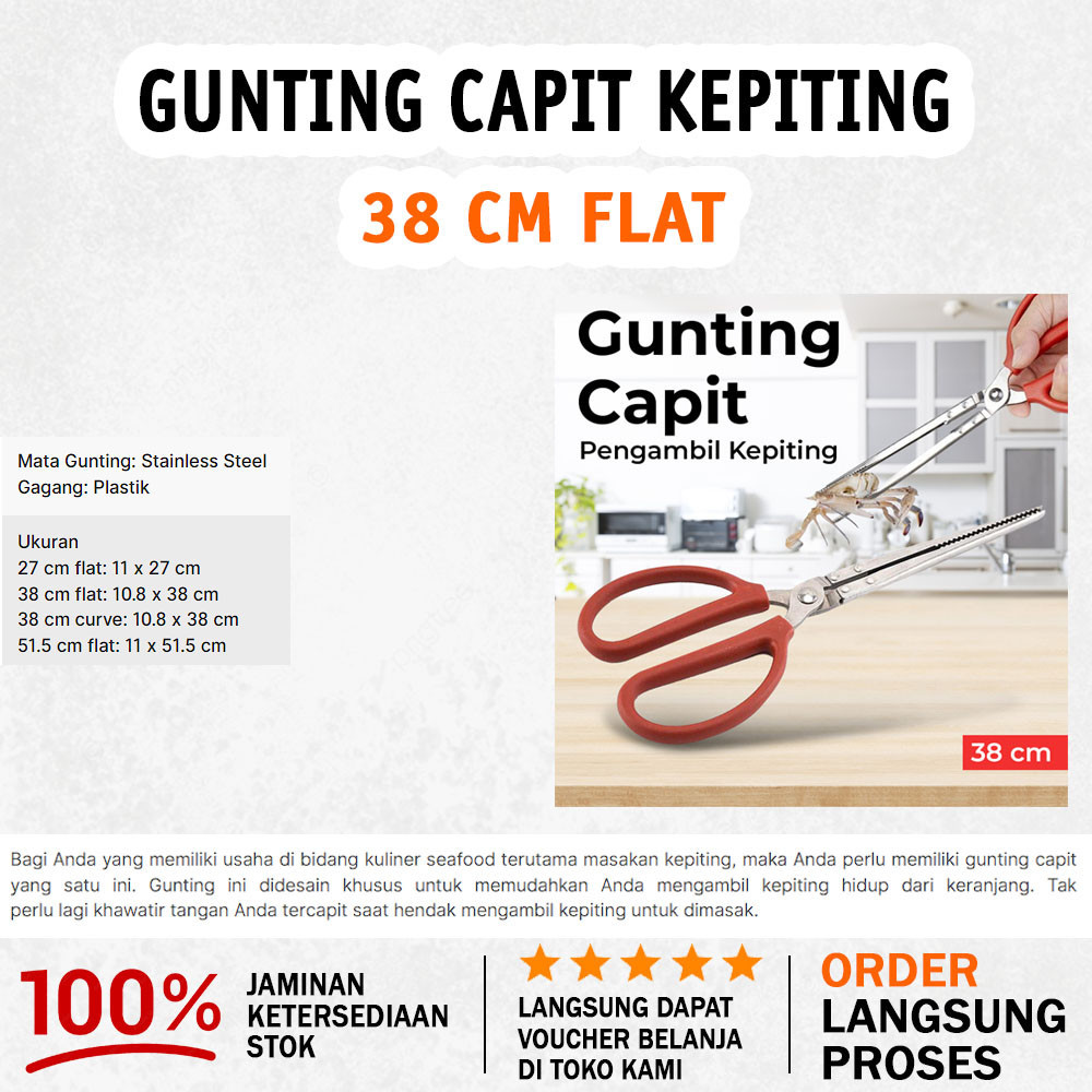 Jual Tang Gunting Capit Pengambil Kepiting | Stainless Steel 38cm Flat ...