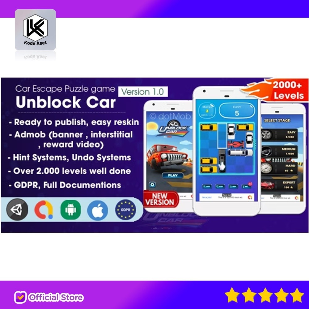 Jual SOURCE CODE APLIKASI UNBLOCK CAR - UNITY COMPLETE PROJECT BY FUZITECH | Shopee Indonesia