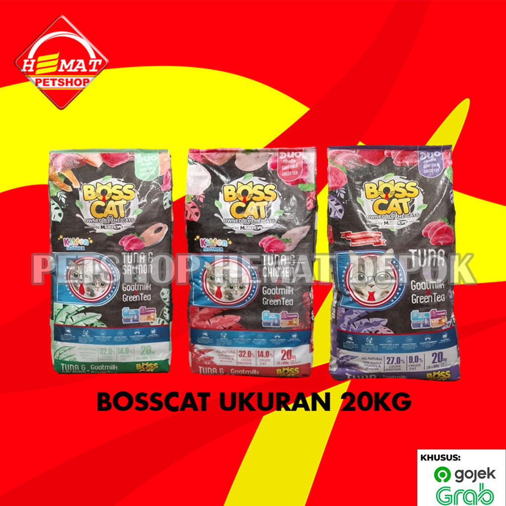 Jual GOSEND Makanan Kucing Boss Cat Food Adult Kitten 20 Kg | Shopee ...