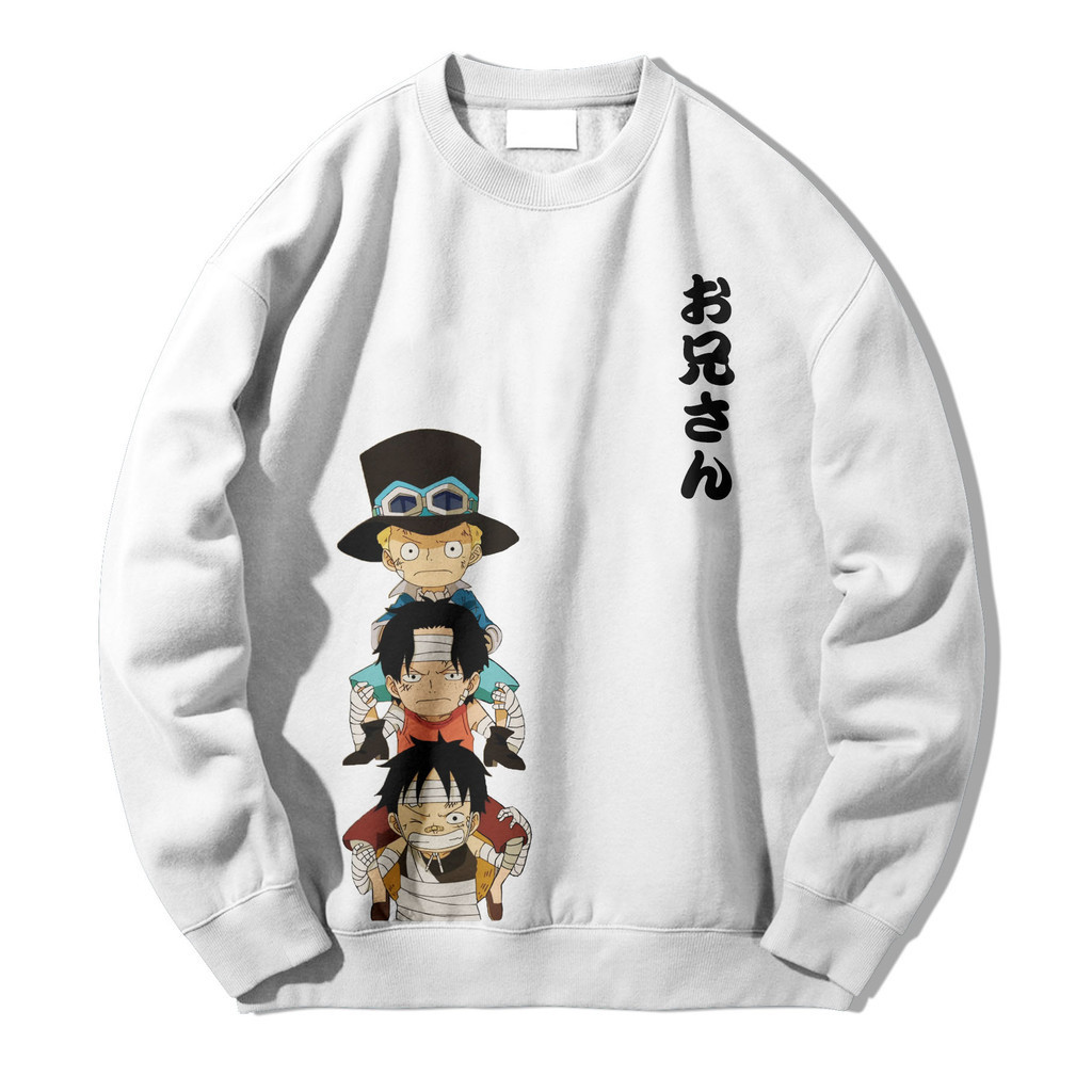 Jual Crewneck Sweatshirt Anime One Piece Luffy Brothers unisex sweater ...