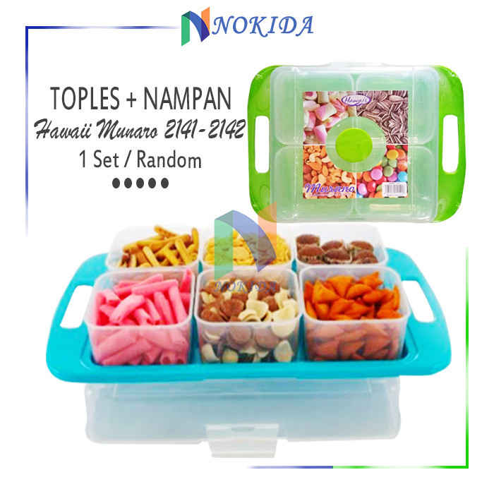Jual Nokida Wadah Sekat 1 Set Hawaii Munaro / Kotak Kue Permen + Nampan ...