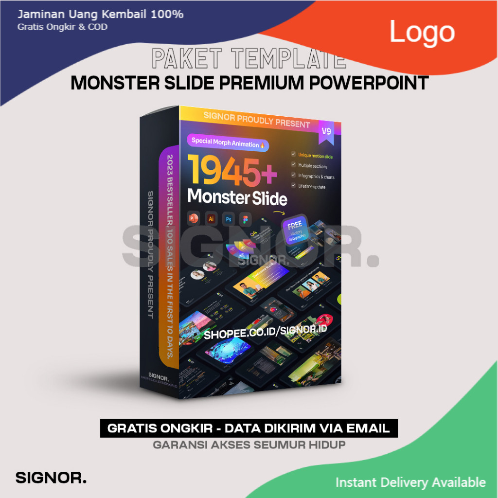 Jual 1900++ Monster Slide Premium Powerpoint Template - Slide ...