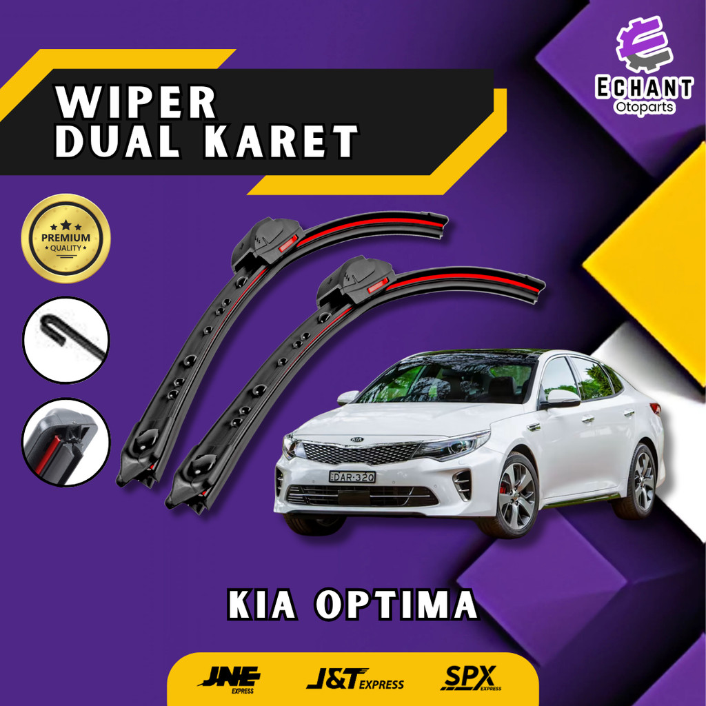 Jual Wiper Mobil Dual Blade Frameless Double Karet Premium 1 Set 2 PCS untuk Kia Optima | Shopee ...