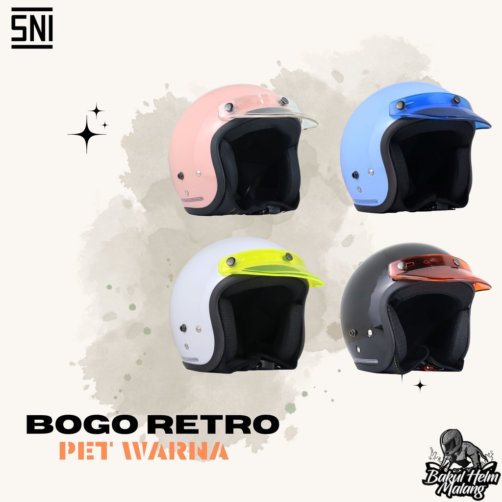 Jual Helm Bogo Retro Pet Transparan Pria Wanita Dewasa SNI | Shopee ...