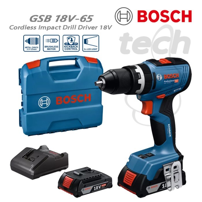 Jual Mesin Bor Tembok Baterai Cordless Impact Drill 18V Bosch GSB 18V ...