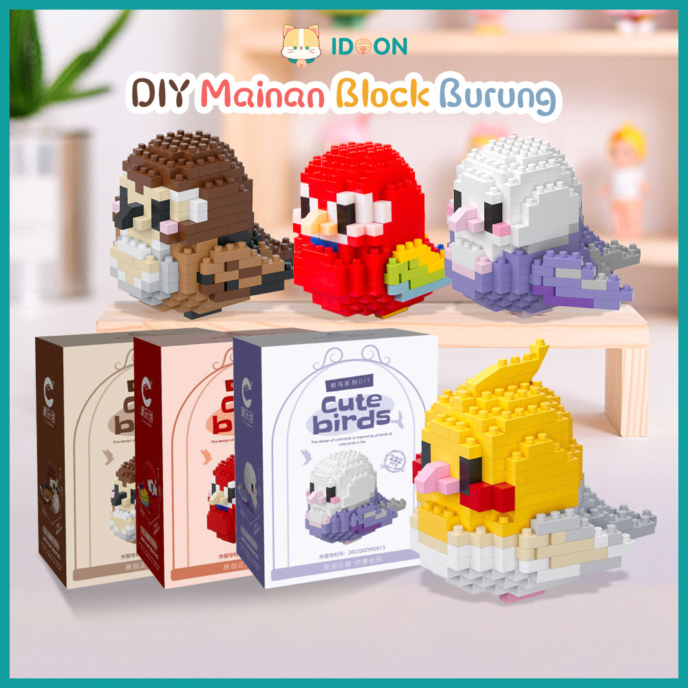 Jual IDOON Balok susun mainan anak model anak burung mainan nano bricks ...