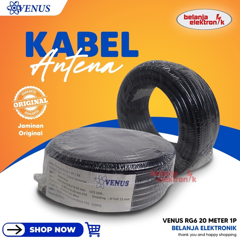 Jual BE_ VENUS KABEL ANTENA RG6 20 METER 1P | Shopee Indonesia