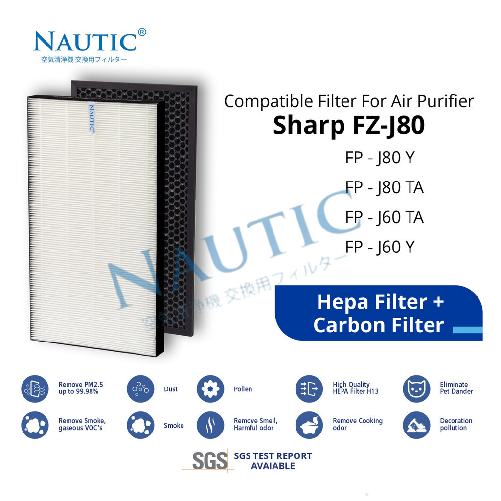 Jual HEPA Filter Air Purifier Sharp FP-J60 FP-J60Y FP-J80 FP-J80Y FP ...