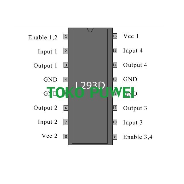 Jual L293D 4 Channel Motor Driver H-Bridge IC L293 DIP16 AY68 Original ...