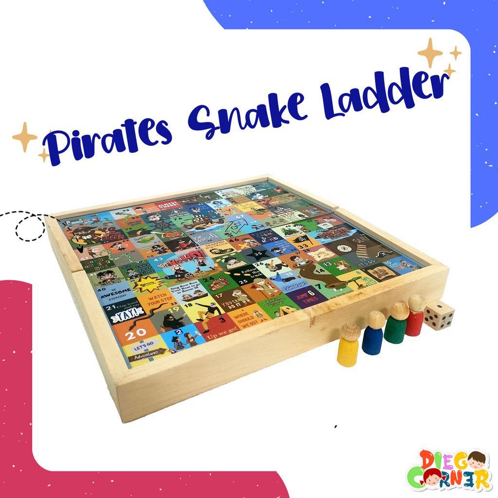 Jual Mainan Anak Keluarga Board Game Ular Tangga Kayu Pirate Snake ...