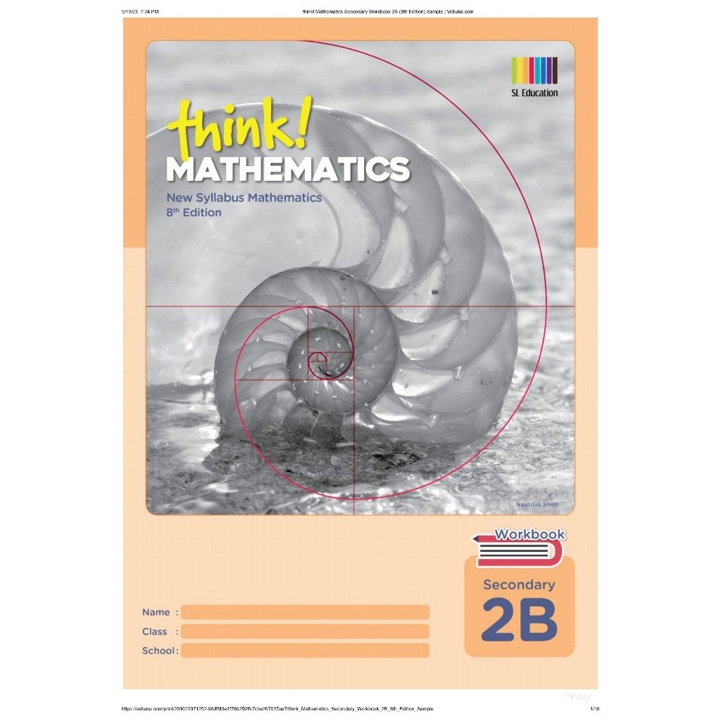 Jual Think! Mathematics New Syllabus 8th Edition / Workbook Secondary ...