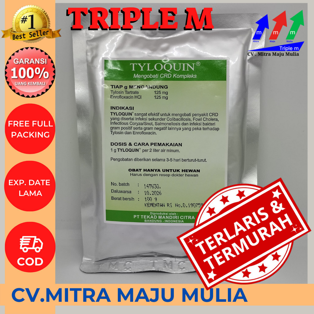 Jual tyloquin 100 gram - obat saluran pernafasan pencernaan dan kemih ...