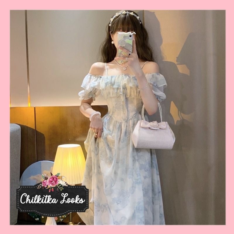 Jual CHILKITKA LOOKS FASHION SELEBGRAM OUTFIT Litha Dress Floral Korean ...