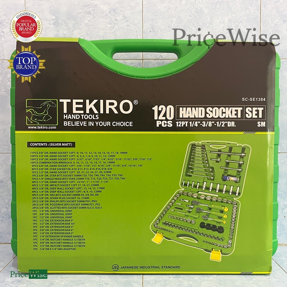 Jual Kunci Sock Set 120 pcs 12PT 1/4"-3/8"-1/2" Tekiro / Sok Hand Socket | Shopee Indonesia