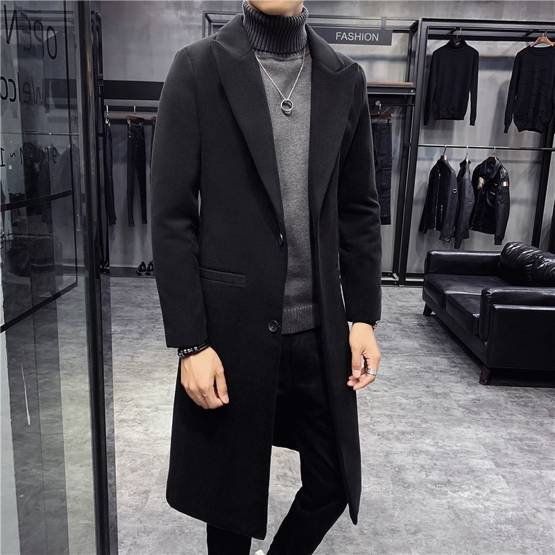 Jual jubah pria blezer long coat bahan fleece hitam | Shopee Indonesia