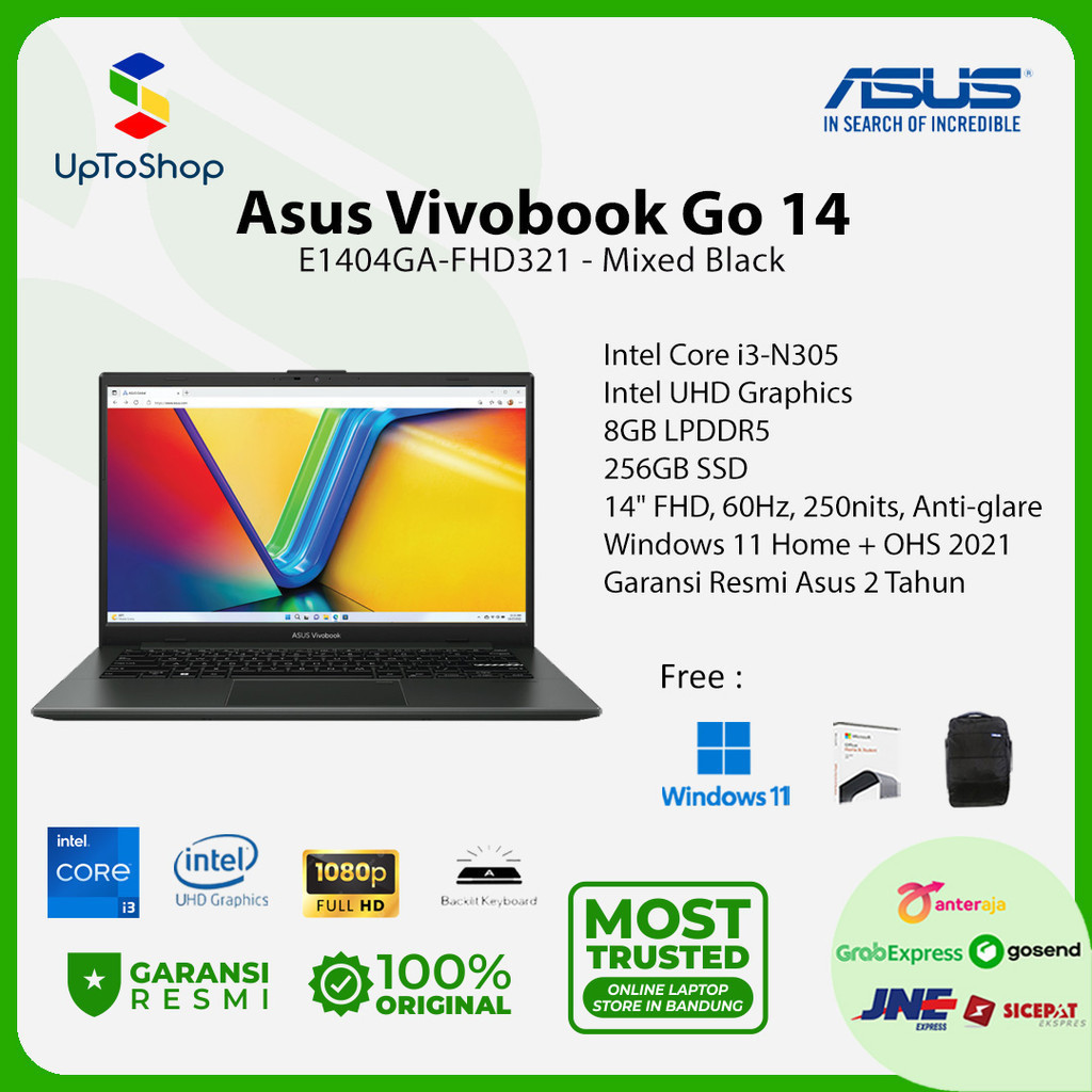 Jual Asus Vivobook Go 14 E1404GA-FHD321 Core i3 N305 8GB 256GB 14" W11 ...